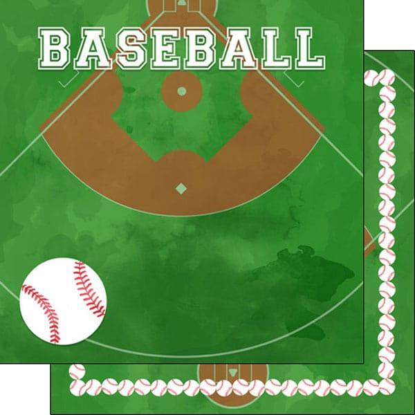 Scrapbook Customs | Watercolor Sports | Baseball Scrapbook Paper